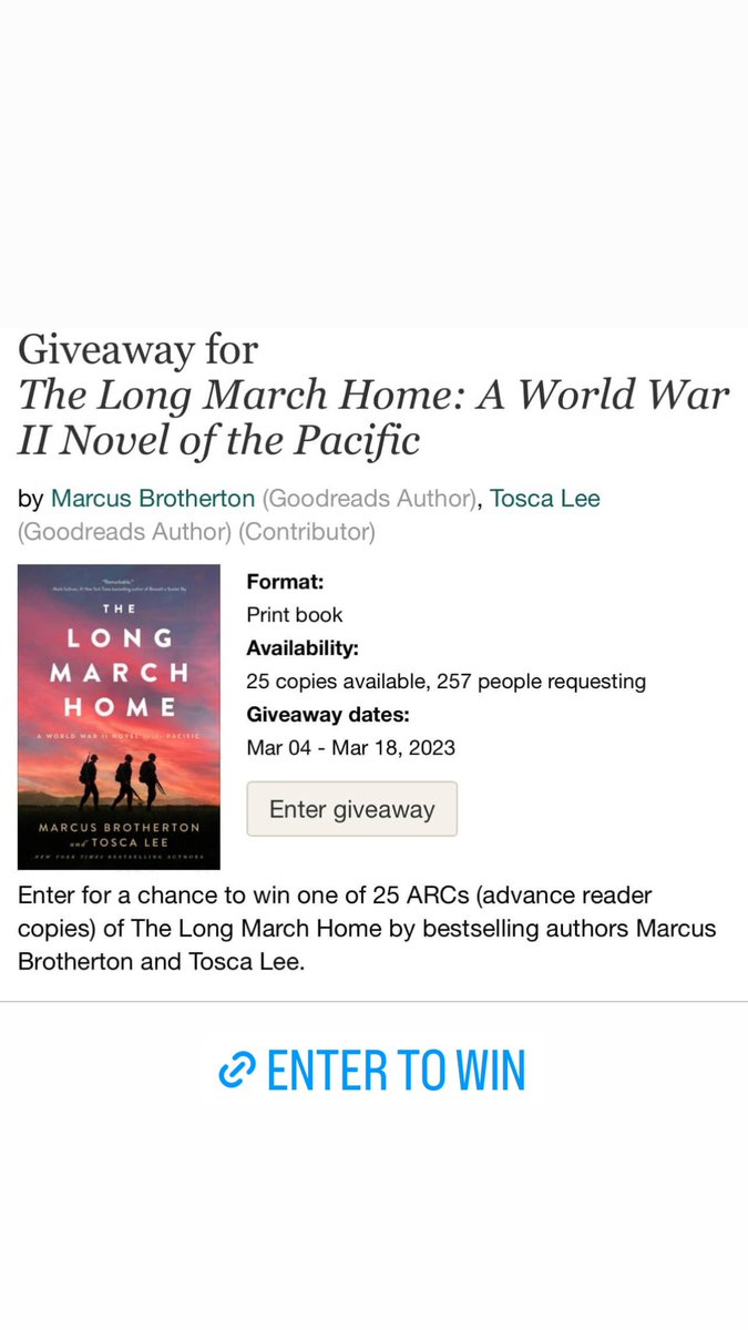 Tosca Lee on Twitter: "RT @ToscaLee: Goodreads giveaway happening now ...