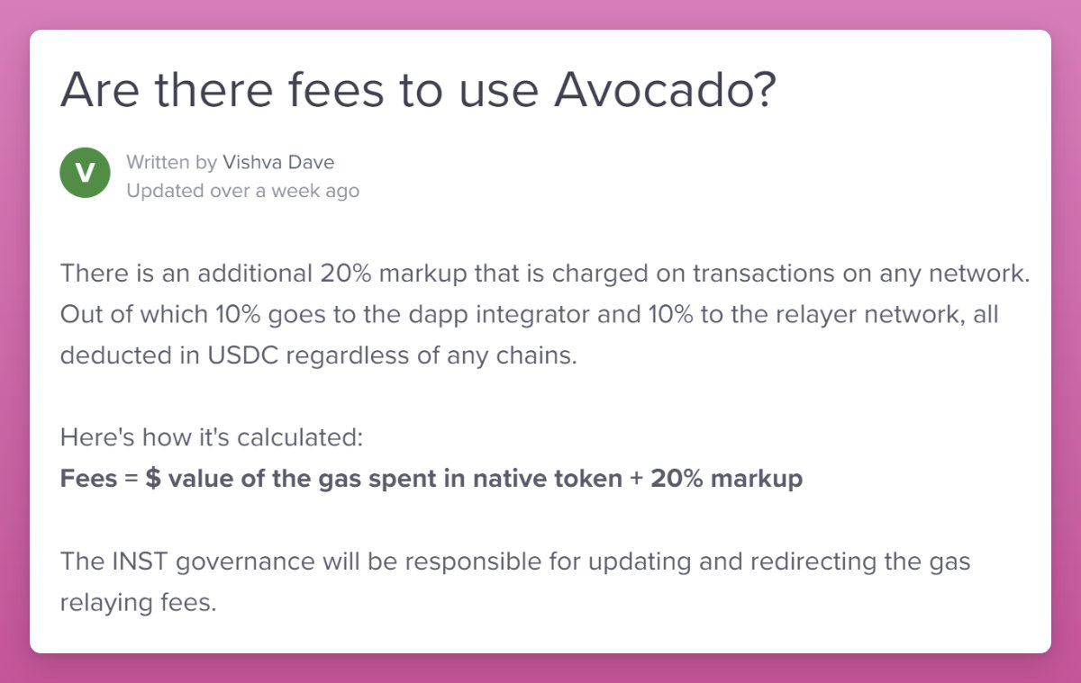 Ignas | DeFi Research on Twitter: "13/ Avocado charges an additional 20% on the gas fee, which ...