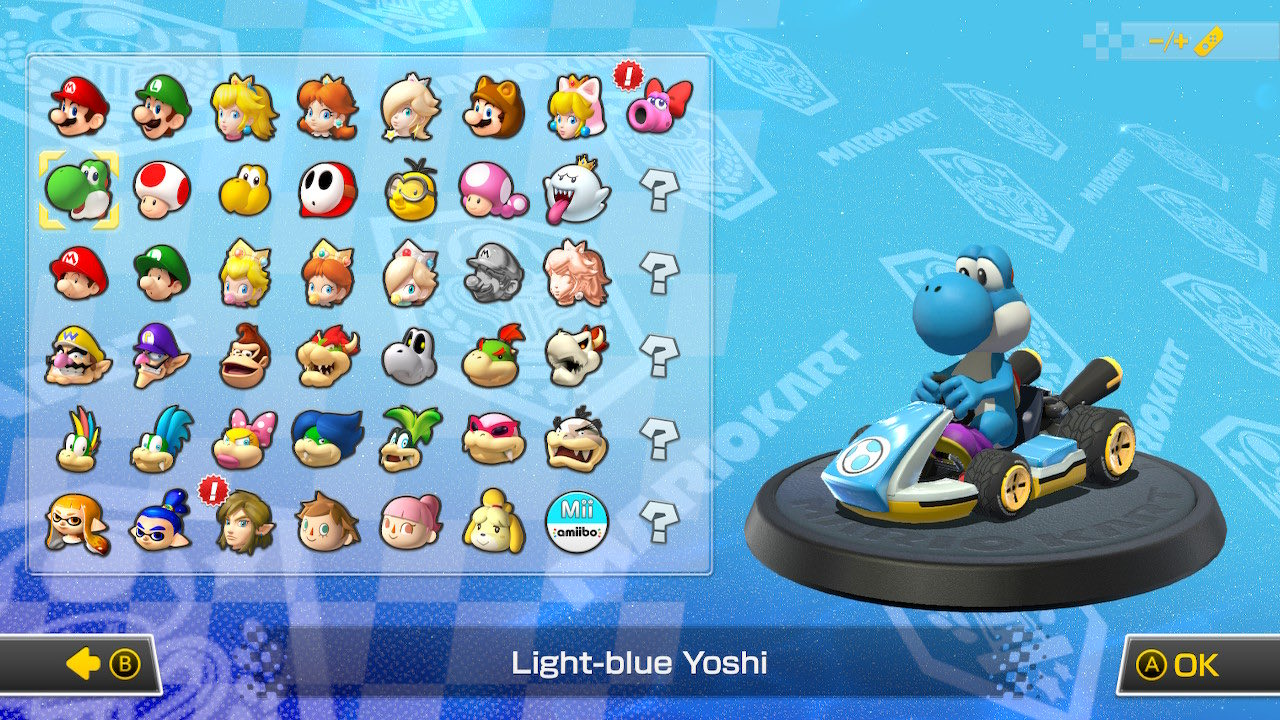 Mario Kart 8 Character Select Screen