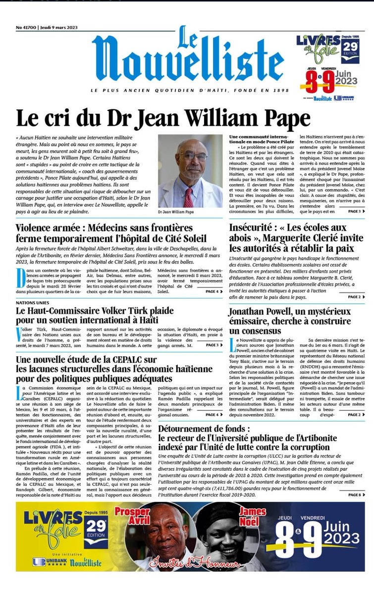 Le Nouvelliste on Twitter: "La Une du Nouvelliste