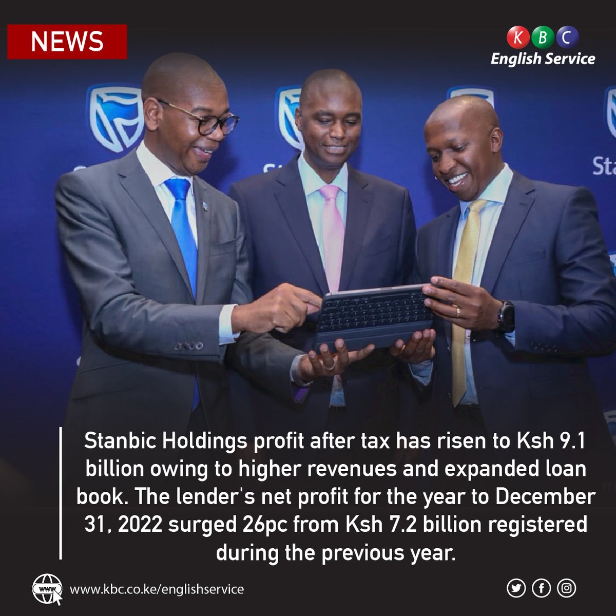 KBC English Service on Twitter: "Stanbic Holdings profit after tax has risen to Ksh 9.1 billion ...