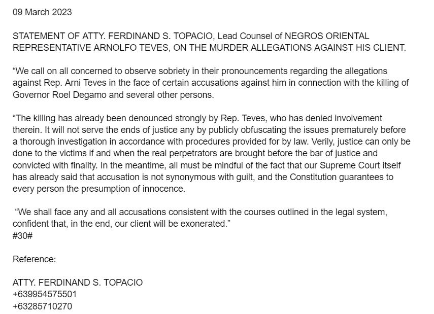 Philstar.com on Twitter: "Atty. Ferdinand Topacio, the legal counsel of Rep. Arnolfo Teves ...