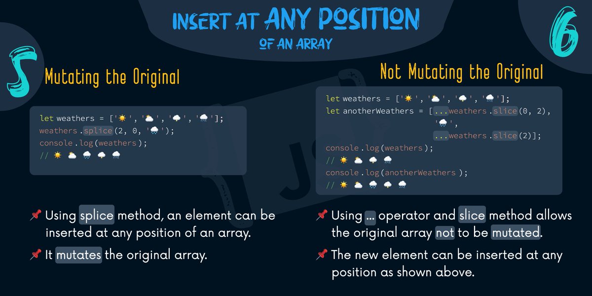 6 Insert Techniques for JavaScript Arrays 🧵 - المسلسل من Swapna Kumar ...
