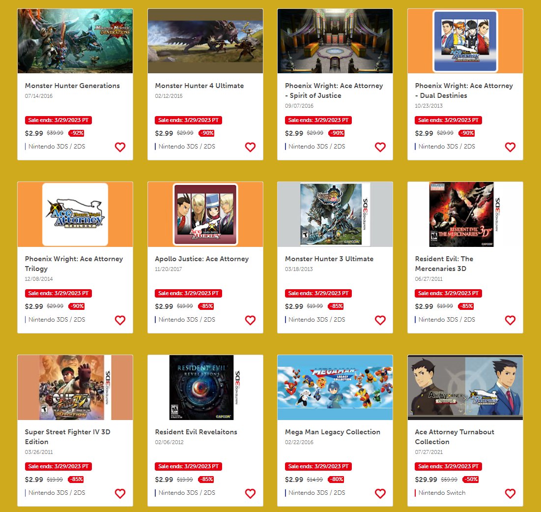 Wario64 on Twitter: "Capcom sale on US eShop (plus final 3DS fire sale, and probably Wii U eShop ...