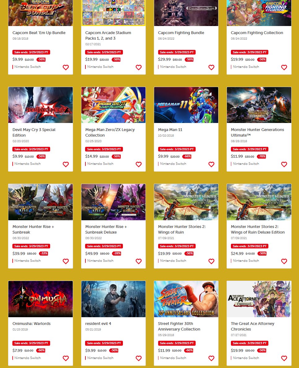Wario64 on Twitter: "Capcom sale on US eShop (plus final 3DS fire sale, and probably Wii U eShop ...
