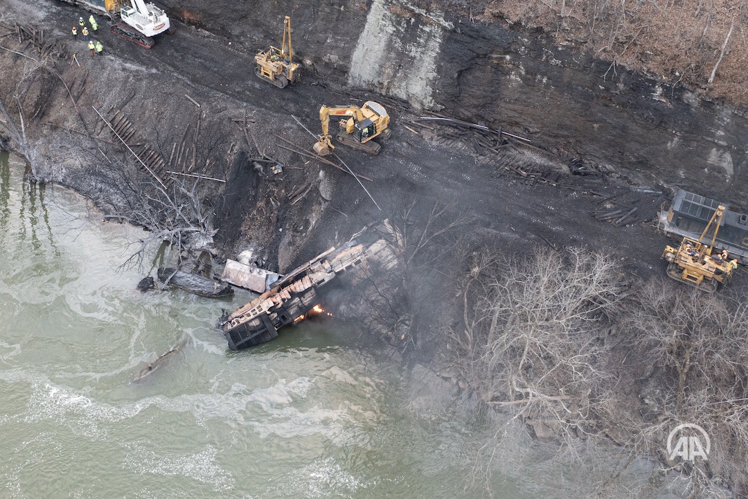 Anadolu Images on Twitter: "A freight train derailed after it struck a rockslide, causing ...