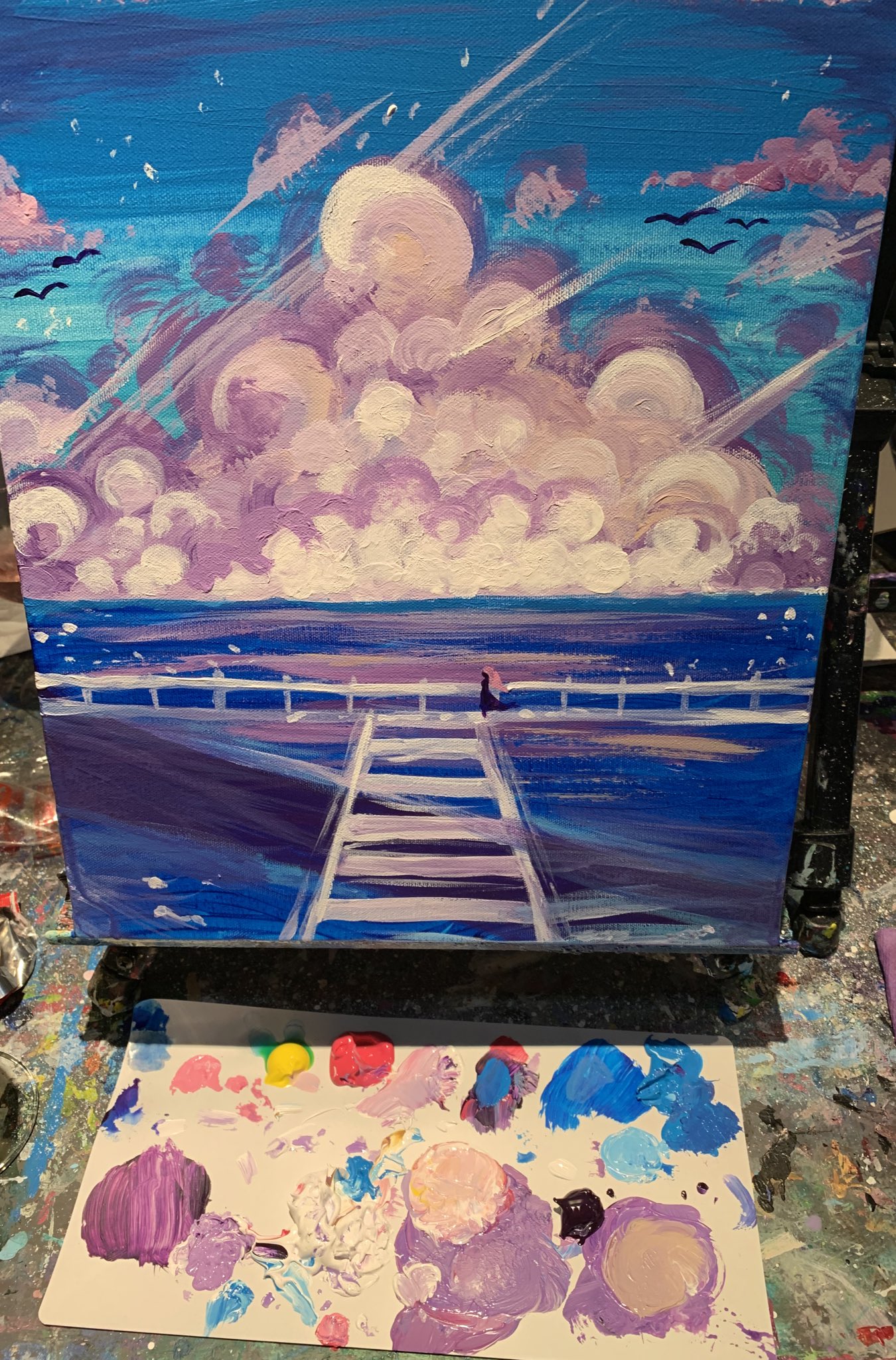 Mori Calliope💀holoEN on Twitter: "painting from me and wawa’s art class ...