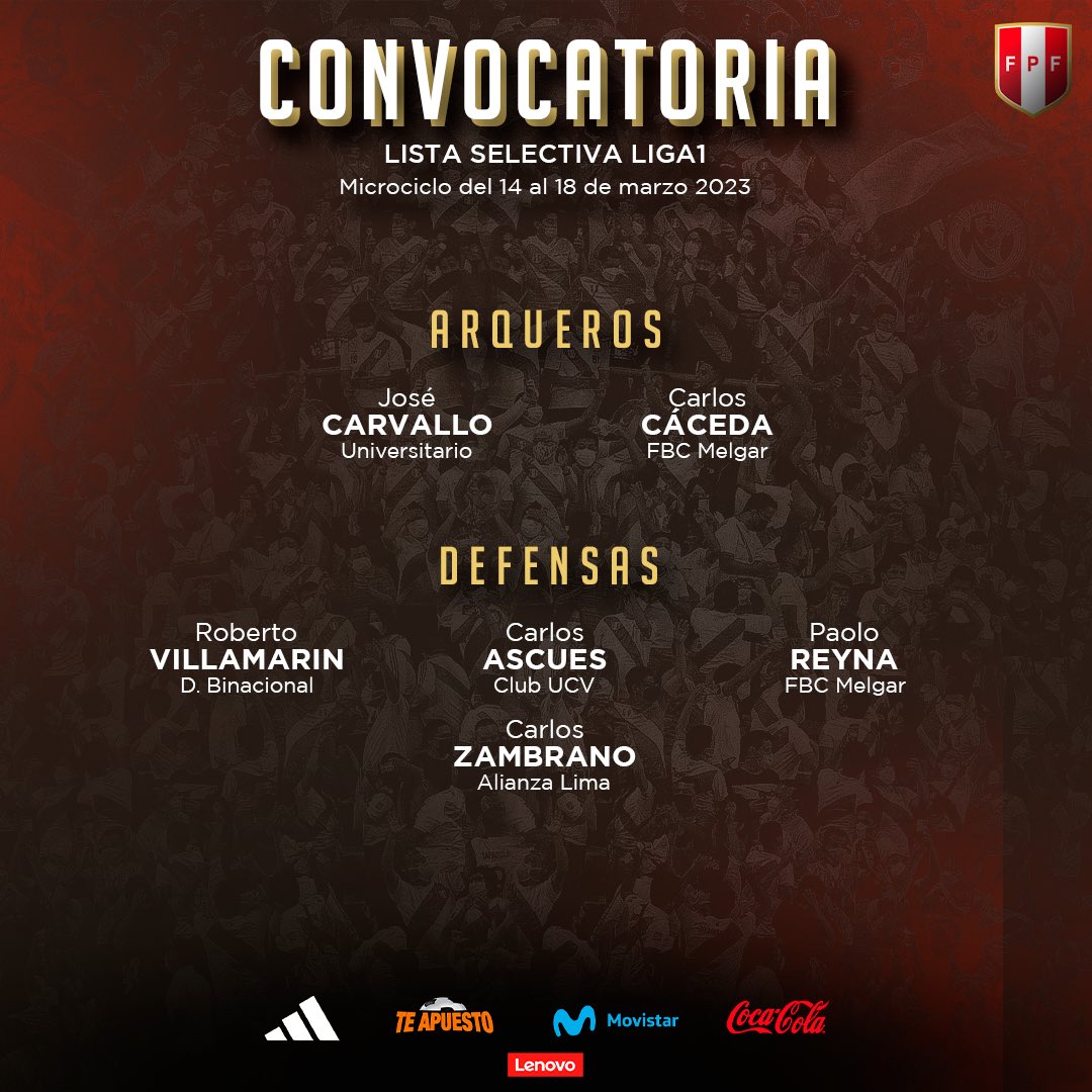 Selección Peruana 🇵🇪 On Twitter 🇵🇪 ¡𝗟𝗼𝘀 𝗲𝗹𝗲𝗴𝗶𝗱𝗼𝘀 𝗽𝗮𝗿𝗮 𝗿𝗲𝗽𝗿𝗲𝘀𝗲𝗻𝘁𝗮𝗿 𝗮