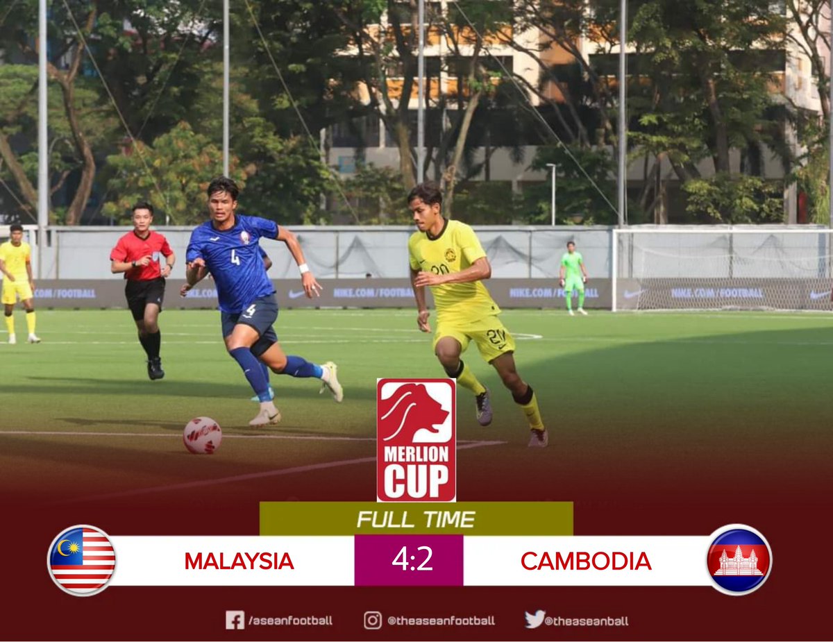 ASEAN FOOTBALL on Twitter: "🏆 MERLION CUP 2023 | Semi Finals FT : Malaysia U22 🇲🇾 4️⃣ - 2️⃣ 🇰🇭 ...
