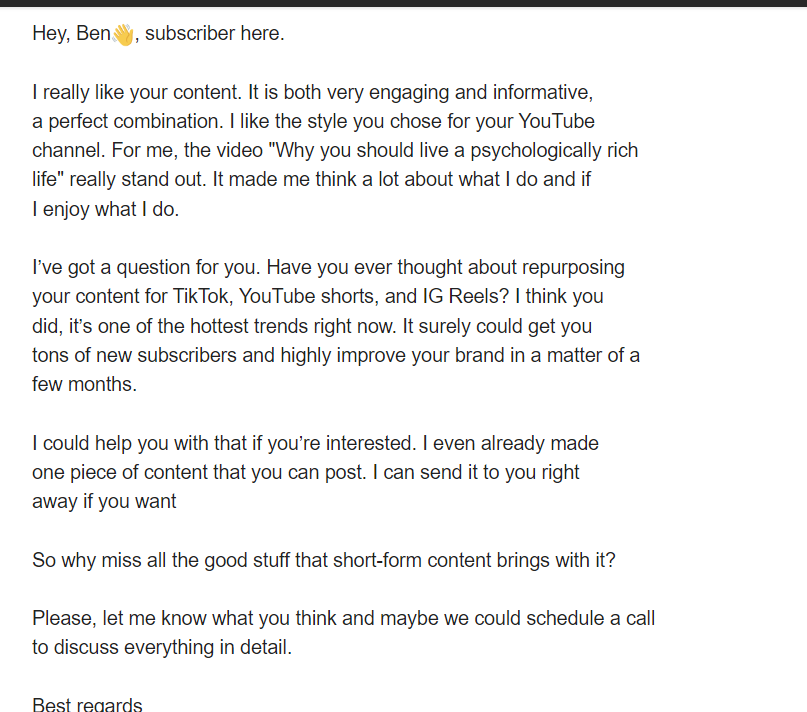 I spent 3 months practicing video editing and doing lots of outreach I ...