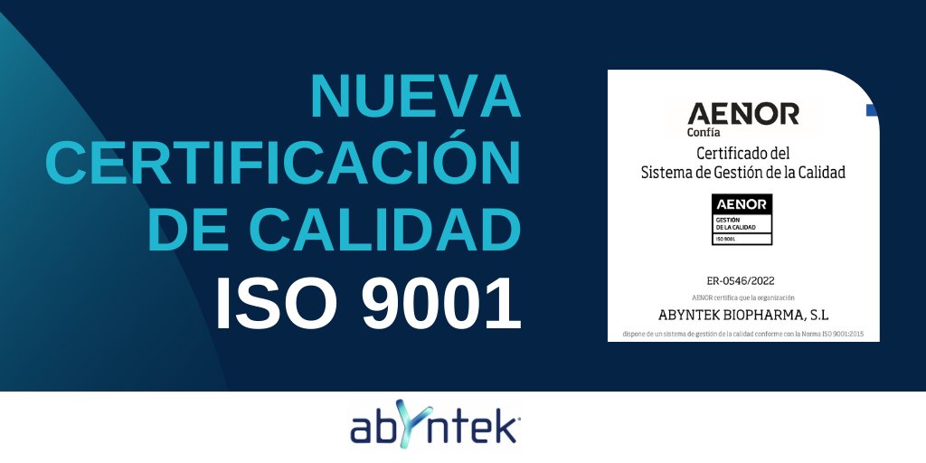 Biotech-Spain.com on Twitter: ".@Abyntek Biopharma obtains ISO 9001 Quality Management ...