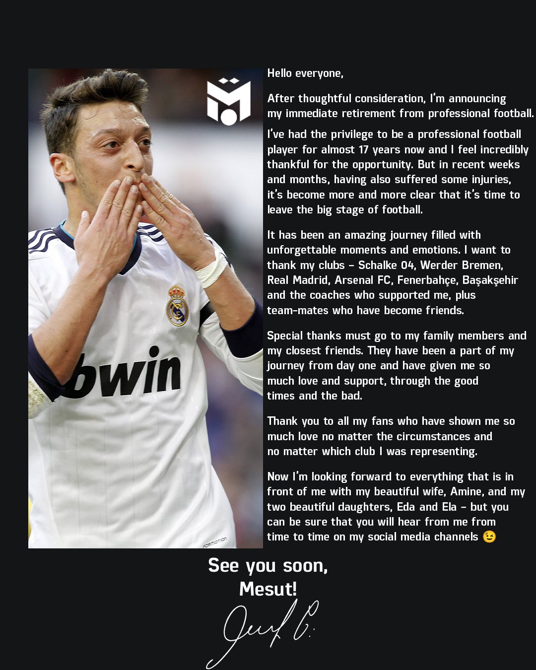 Former Real Madrid star Mesut Ozil announces retirement from ...