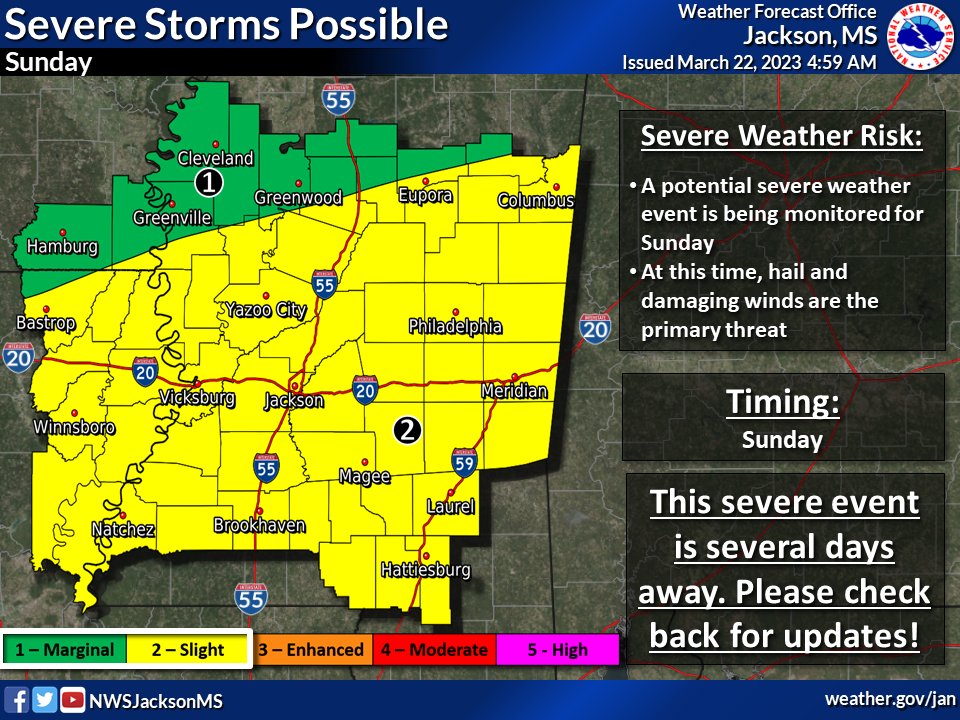 Nws Jackson Ms On Twitter There Is A Risk For Severe Thunderstorms