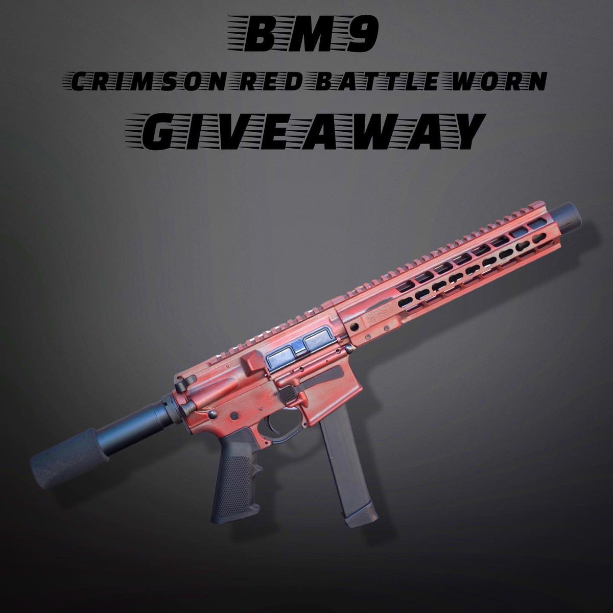 Brigade Mfg Inc. on Twitter: "BM9 CRIMSON RED BATTLE WORN PISTOL GIVEAWAY!!!"
