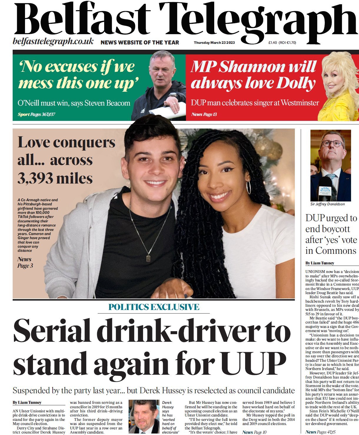 𝙵𝚛𝚘𝚗𝚝 𝙿𝚊𝚐𝚎𝚜 𝚃𝚘𝚍𝚊𝚢 📰 on Twitter: "🇬🇧 Serial Drink-Driver To Stand Again For UUP Suspended by the ...