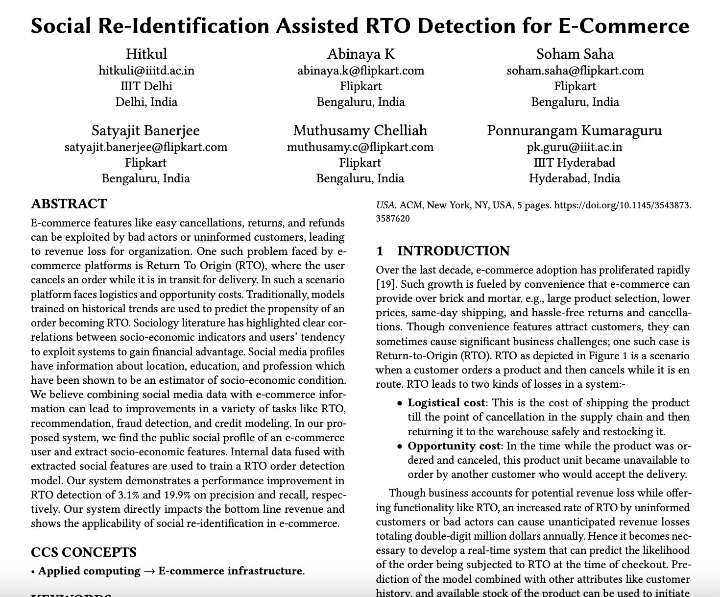 Ponnurangam Kumaraguru “PK” on Twitter: "📢 Our work “Social Re-Identification Assisted RTO ...