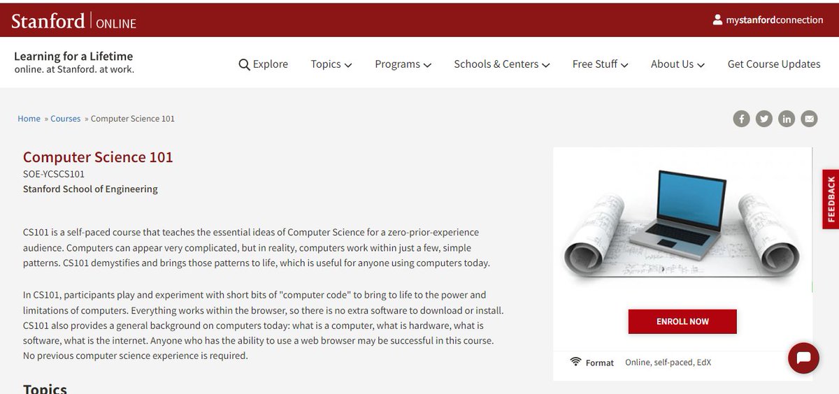 Stanford is offering Computer Science 101 for FREE - Beginner Friendly ...