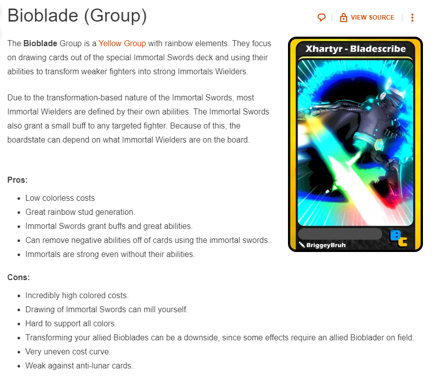 IcyTea on Twitter: "The Bioblade Group in #BloxCards has been well-received. The group ...