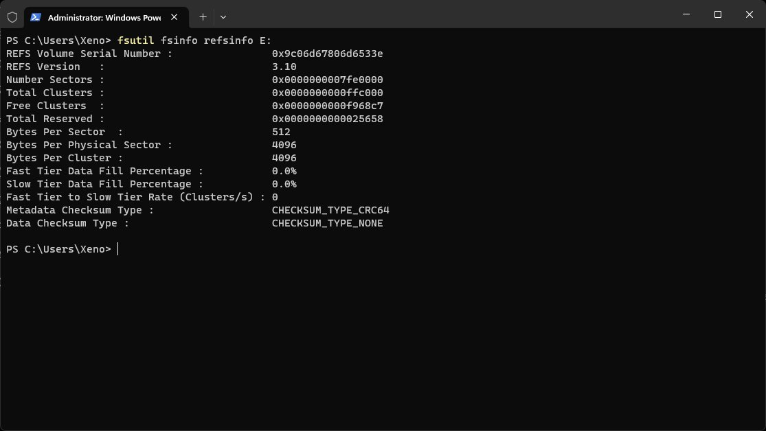 Xeno 🐈‍⬛ on Twitter: "Canary build 25324 introduces ReFS v3.10. Version 3.9 lasted from builds ...