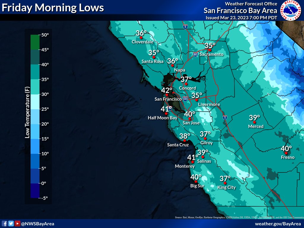 Nws Bay Area π On Twitter A Weekend Of Unseasonably Low Temperatures