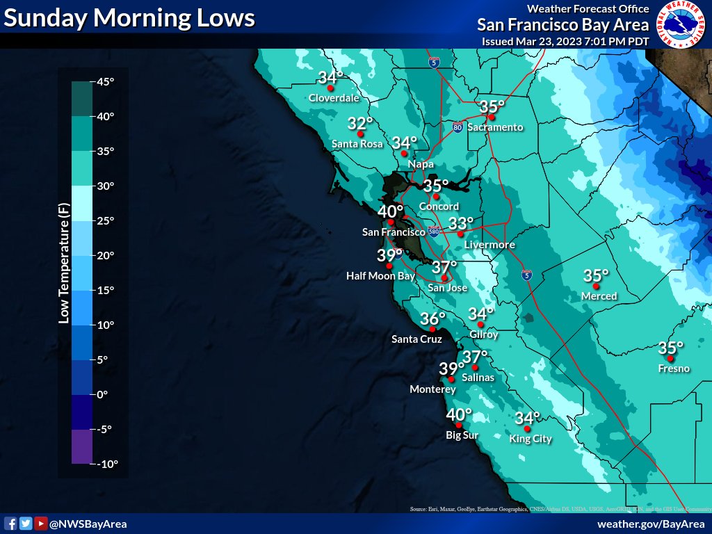 Nws Bay Area 🌉 On Twitter A Weekend Of Unseasonably Low Temperatures