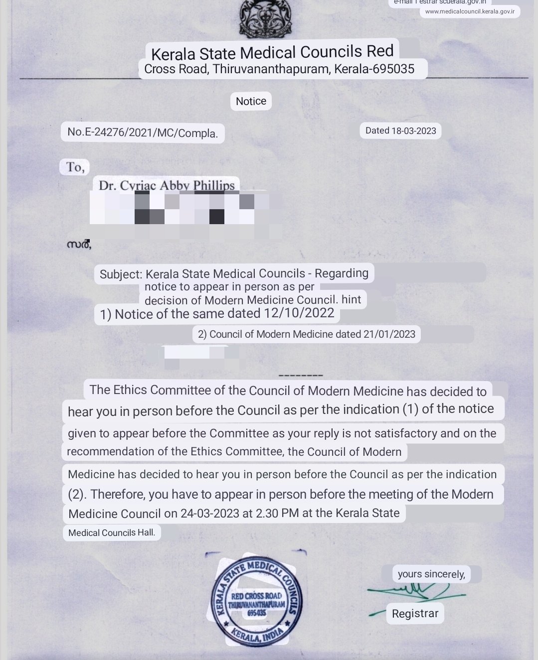 TheLiverDoc on Twitter: "And the harassment continues. Received a new summons (which I missed in ...