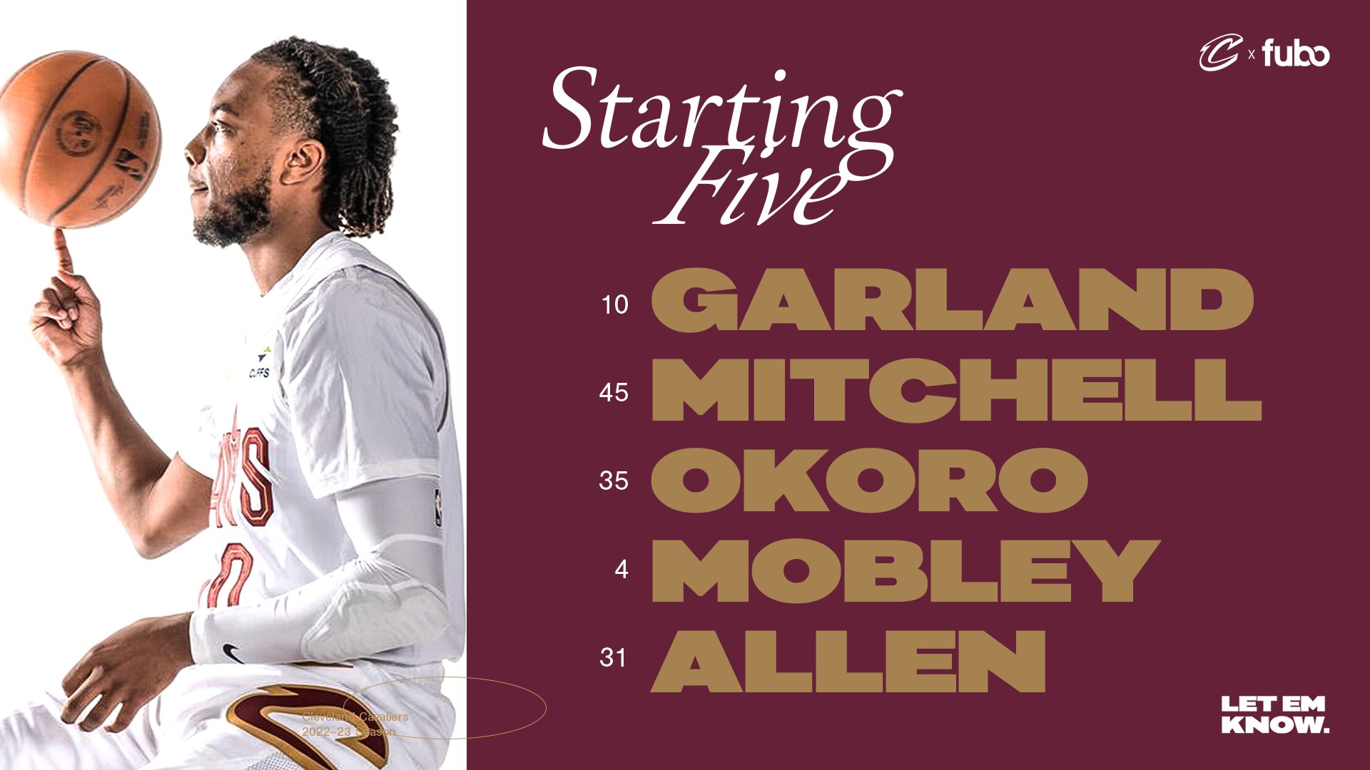 Cleveland Cavaliers on Twitter: "Thursday starters. @fuboTV | #Ad | #LetEmKnow https://t.co ...