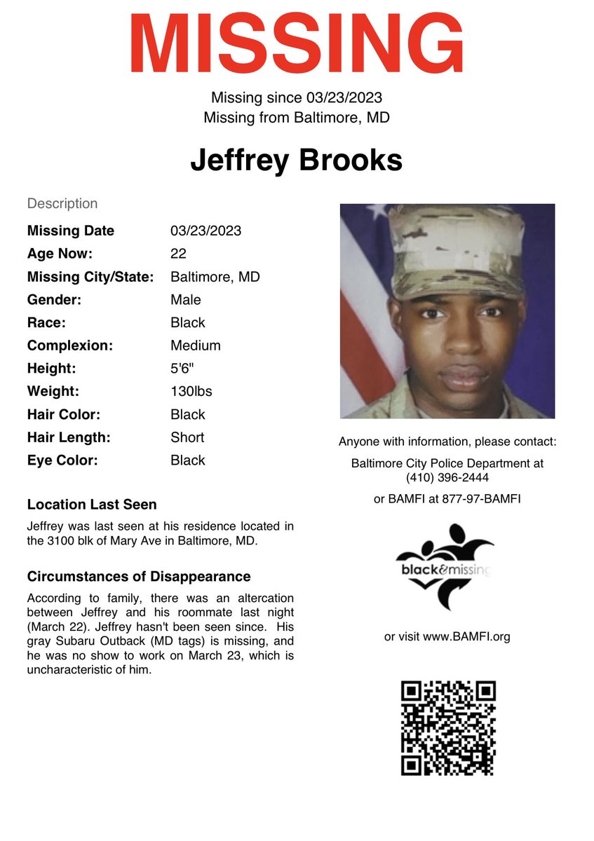 Chakras, Melanin, and Vibrations on Twitter: "RT @BAM_FI: #Baltimore, MD: 22y/o Jeffrey Brooks ...