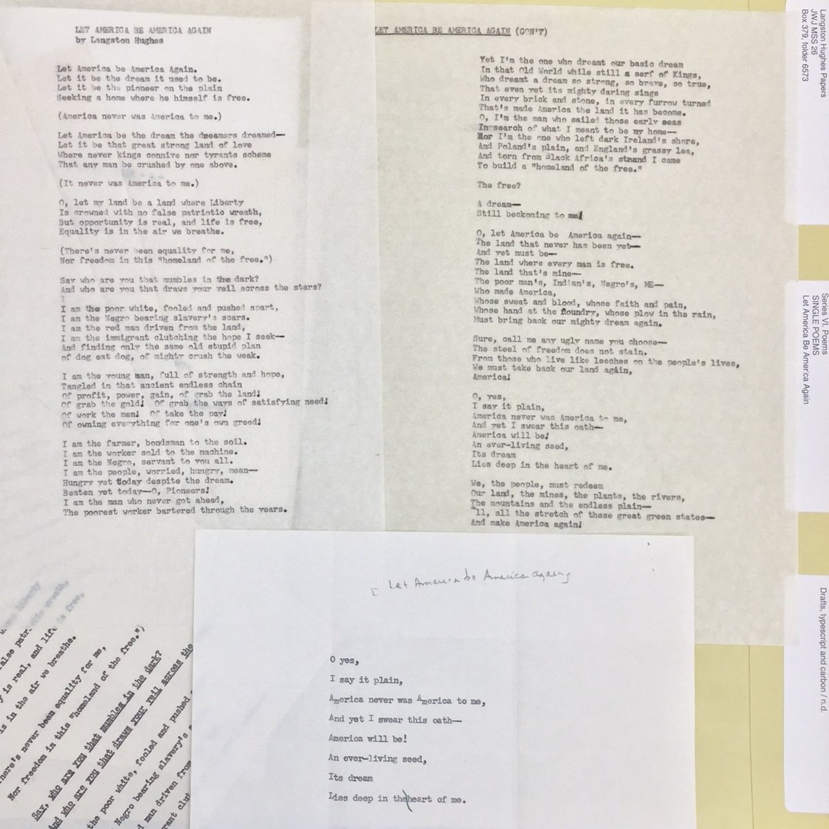 Beinecke Library on Twitter: "O, yes, I say it plain, America never was ...