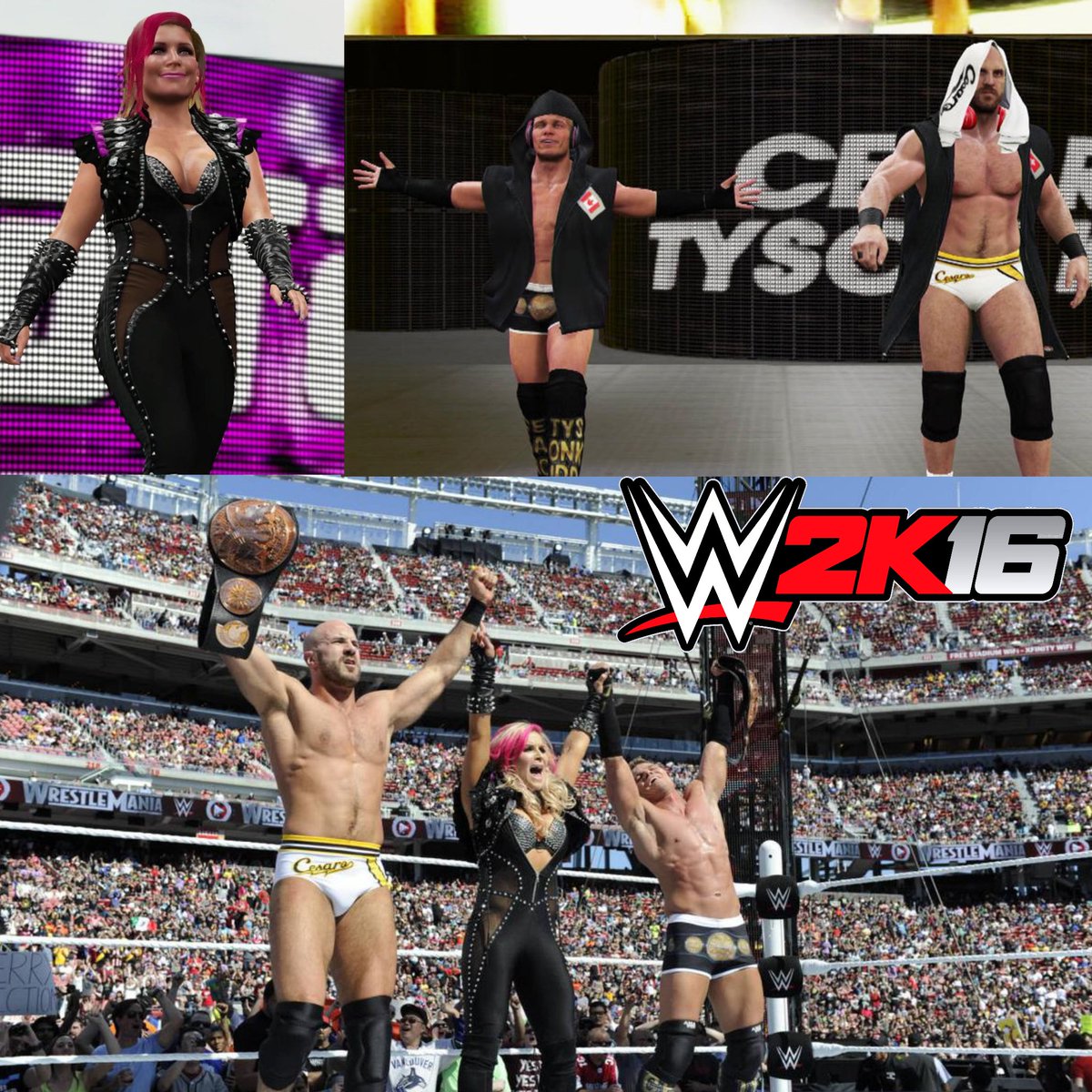 wrestling game attires on Twitter: "Cesaro, Tyson Kidd, and Natalya 》 Wrestlemania 31 GAMES ...