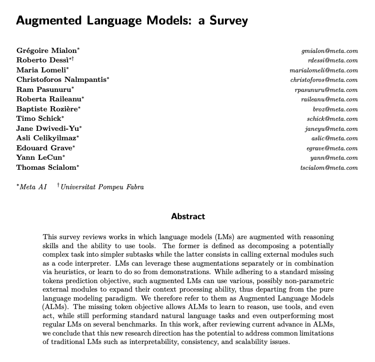 elvis on Twitter: "Augmented Language Models: a Survey While you wait for access to ChatGPT ...
