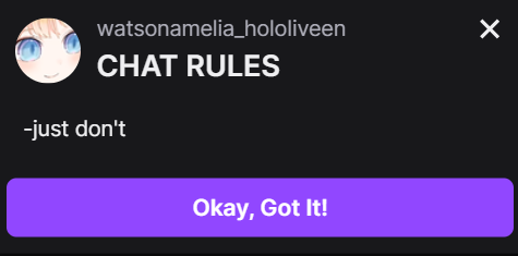 Kronii Virus⏳Stream Kronii's Kimagure Mercy Cover on Twitter: "I love Ame's twitch chat rules"