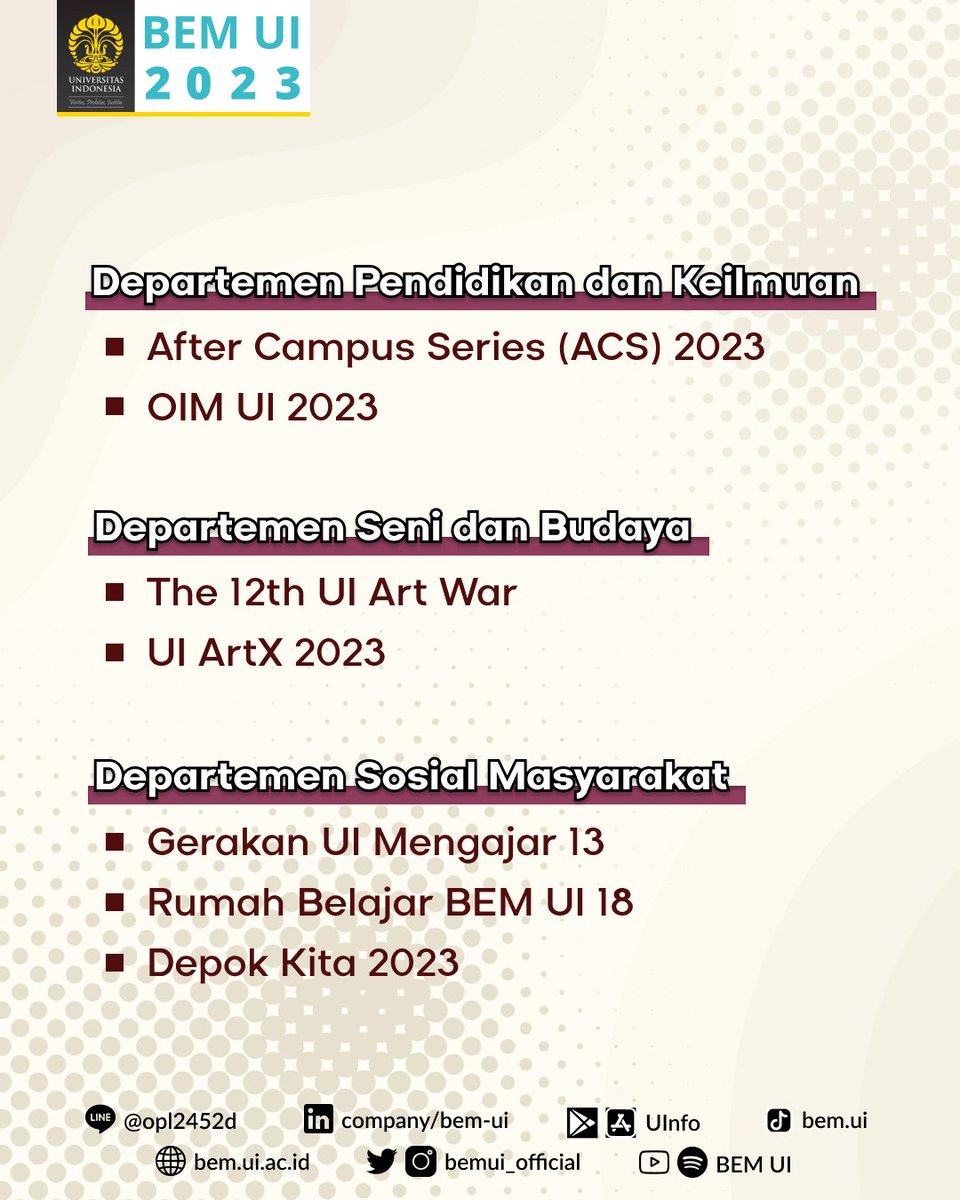 BEM UI on Twitter: "Mulai hari ini, penawaran terbuka calon ketua pelaksana program kerja BEM UI ...