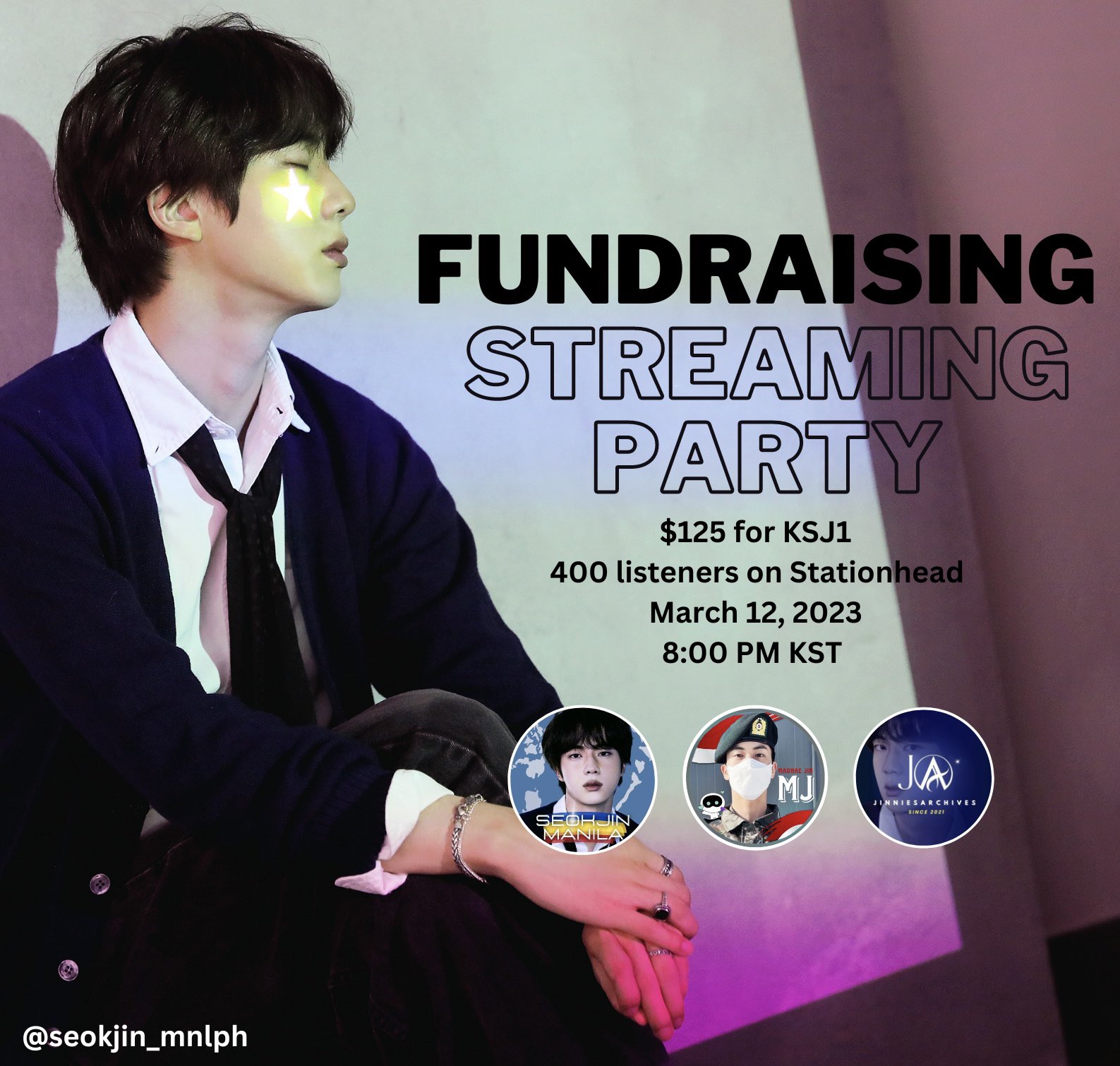 𝒥𝒜 on Twitter: "[FUNDRAISING STREAMING PARTY] 🔴 Now on air with @MadnaeJin1204 and @seokjin ...