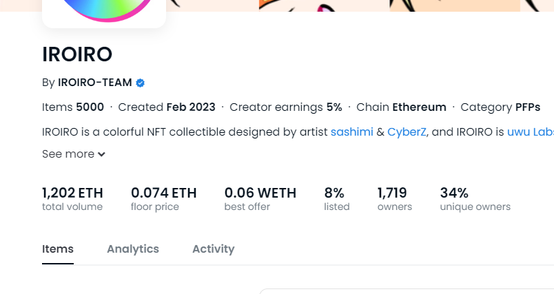 Tokyo Alpha 🇯🇵 Info on the Japanese NFT Market on Twitter: "#iroiro is almost at mint price (0. ...