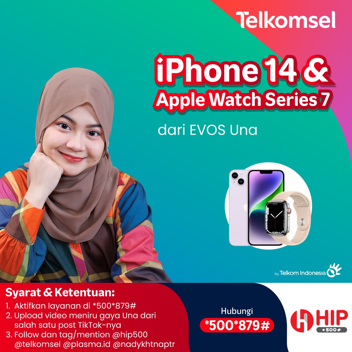 Telkomsel on Twitter: "Tiru gaya EVOS Una dan menangkan iPhone 14 atau Apple Watch Series 7 ...