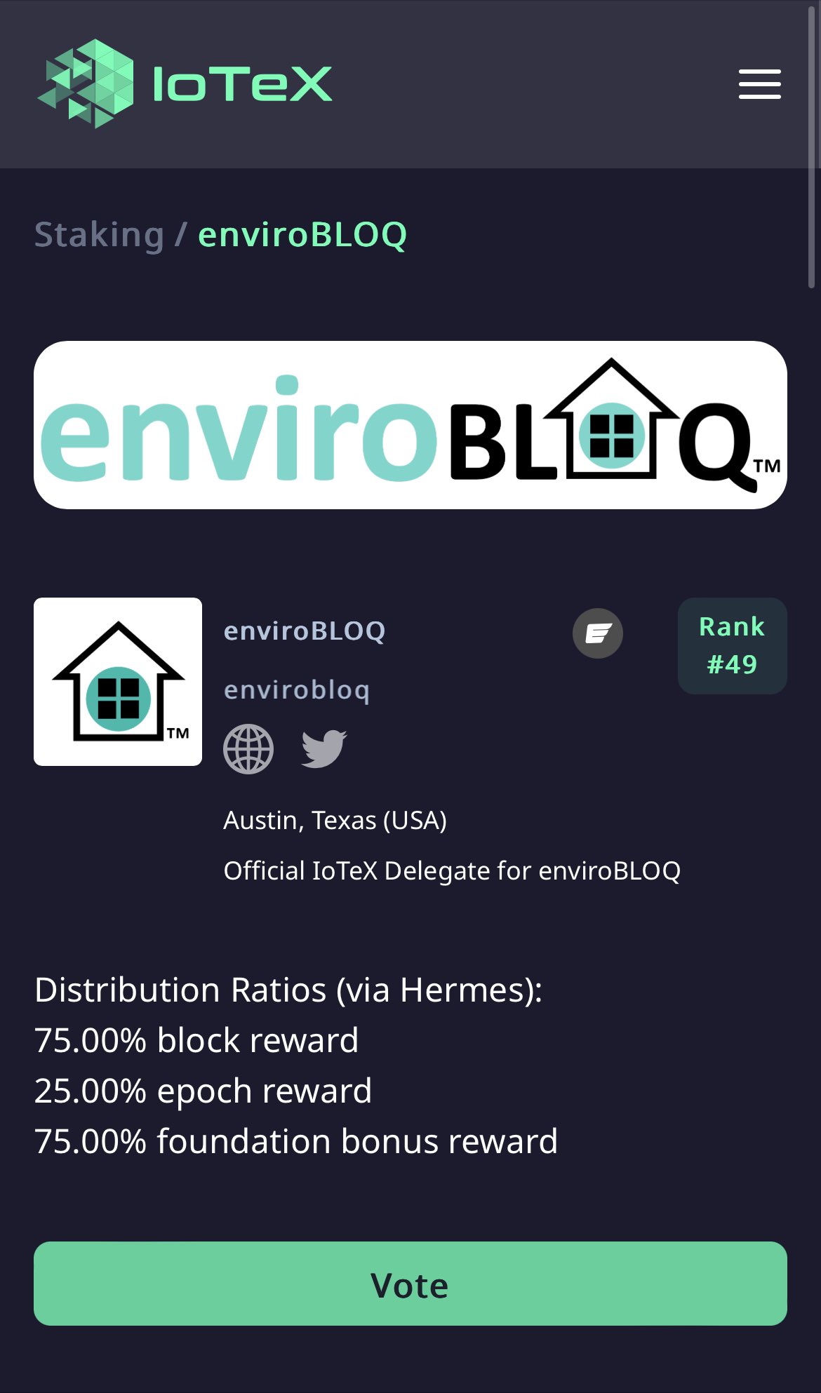 enviroBLOQ™️ on Twitter: "Support your favorite #web3 startup & #Stake your $IOTX w/our Node ...