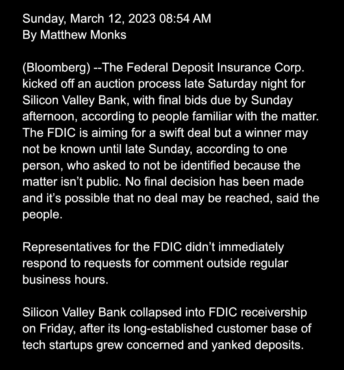Anp🅰️nman📶 on Twitter: "$SIVB: Sale process underway. If SVB is taken over w/ gov backing ...