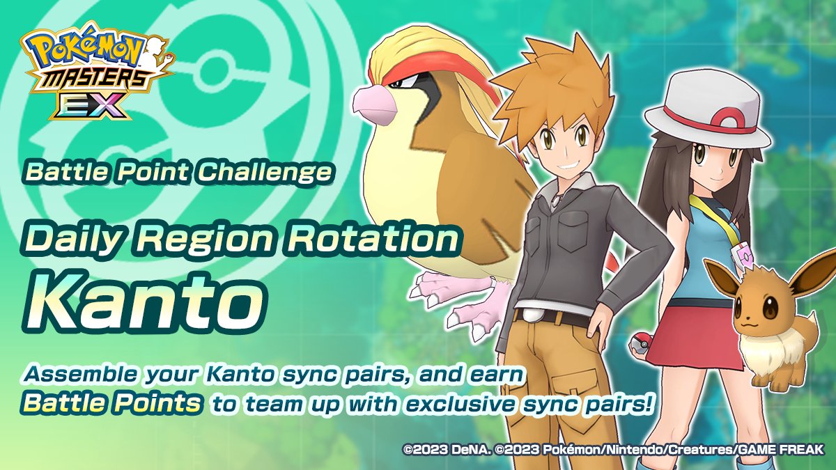 Pokémon Masters EX on Twitter: "Daily Region Rotation is now live! Complete daily battles to ...