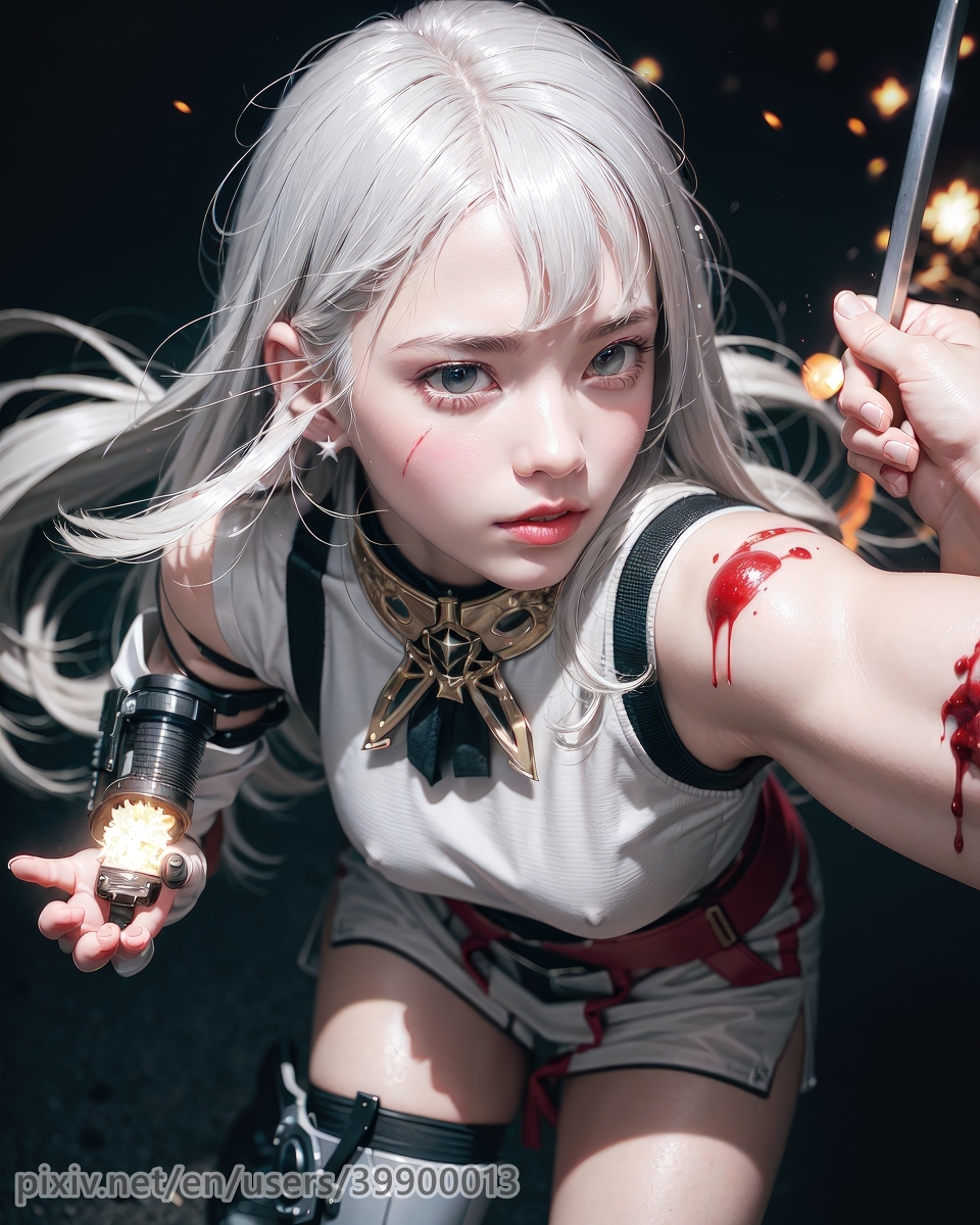 Chibi.AI on Twitter: "Random Girl 5 #AIイラスト #AI #Realistic #sword #glow(keeno) #whitehair #Cool ...