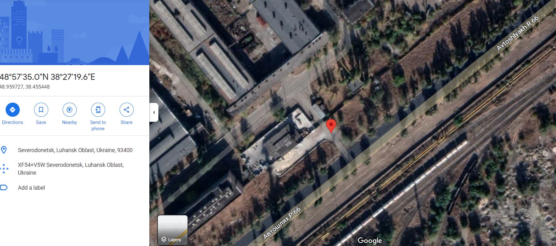 RomanK on Twitter: "@666_mancer Точна локація 48.959727, 38.455448 Стіклопластік, Сєвєродонецьк ...