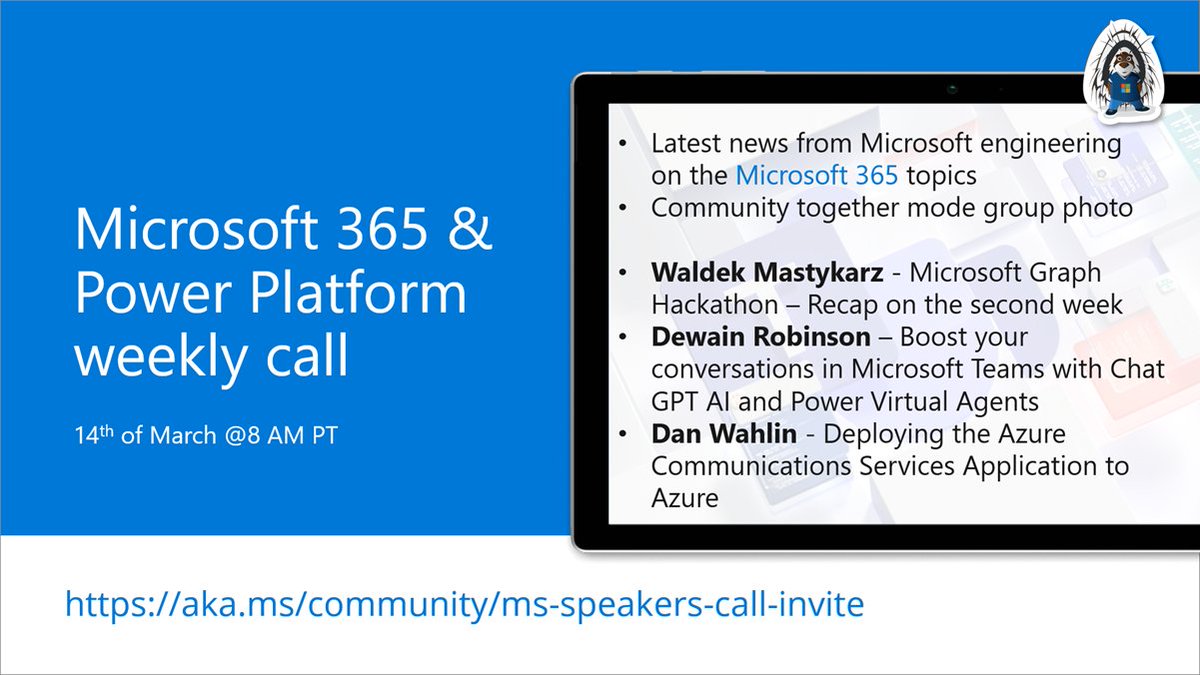 Microsoft 365 Developer on Twitter: "📆 Agenda for the #Microsoft365dev & #PowerPlatform call ...