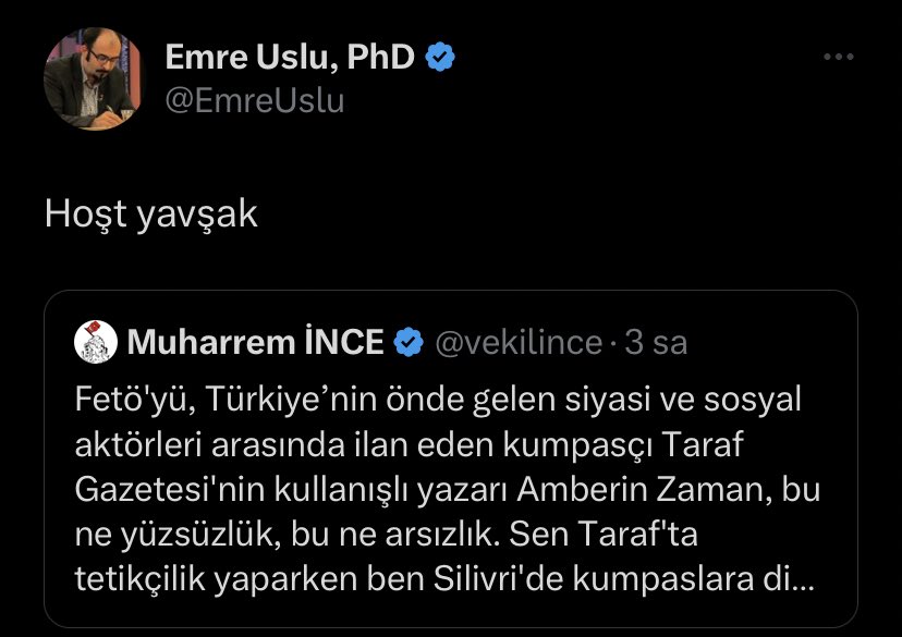 Teyakkuz on Twitter: "Firari fetöcü Emre Uslu, Memleket Partisi lideri Muharrem İnce'yi hedef ...