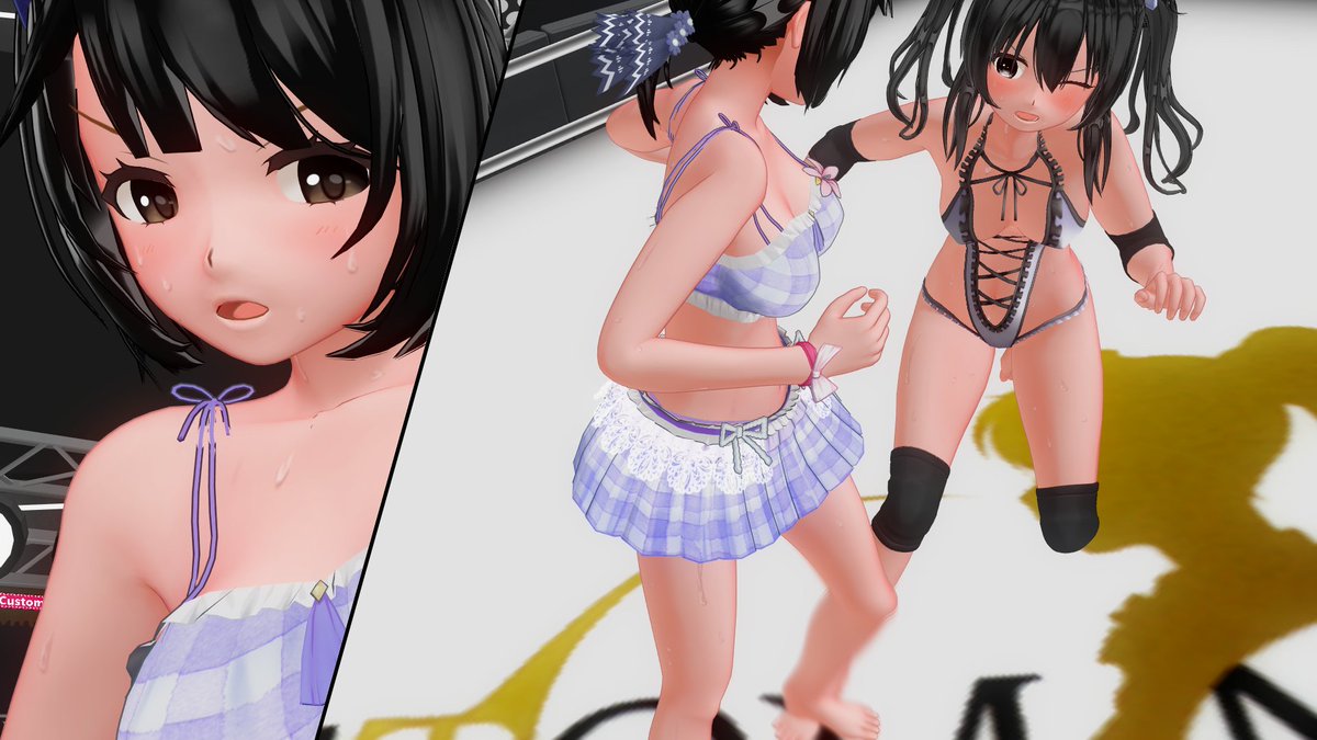 ぷれたま@COM3D2 on Twitter: "負けじと掌底でけん制しつつ距離をとる。しかし、ここで真央の足踏み！美央はバランスを崩すもなんとか倒れず踏みとどまる。"