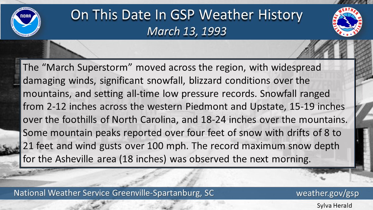 NWS GSP on Twitter: "On this date, 30 years ago, the "March Superstorm" moved across the western ...