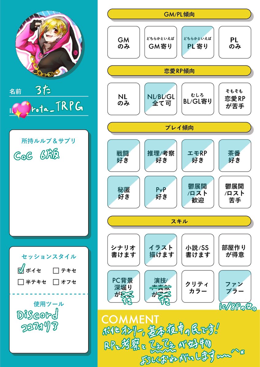 ろた on Twitter: "身内卓出身のTRPG🔰です！ イラスト描いたり、立ち絵描いたり、部屋作ったりします もっと色々な方とTRPGを遊びたくて垢作りました！！ 宜しければ仲良くして ...