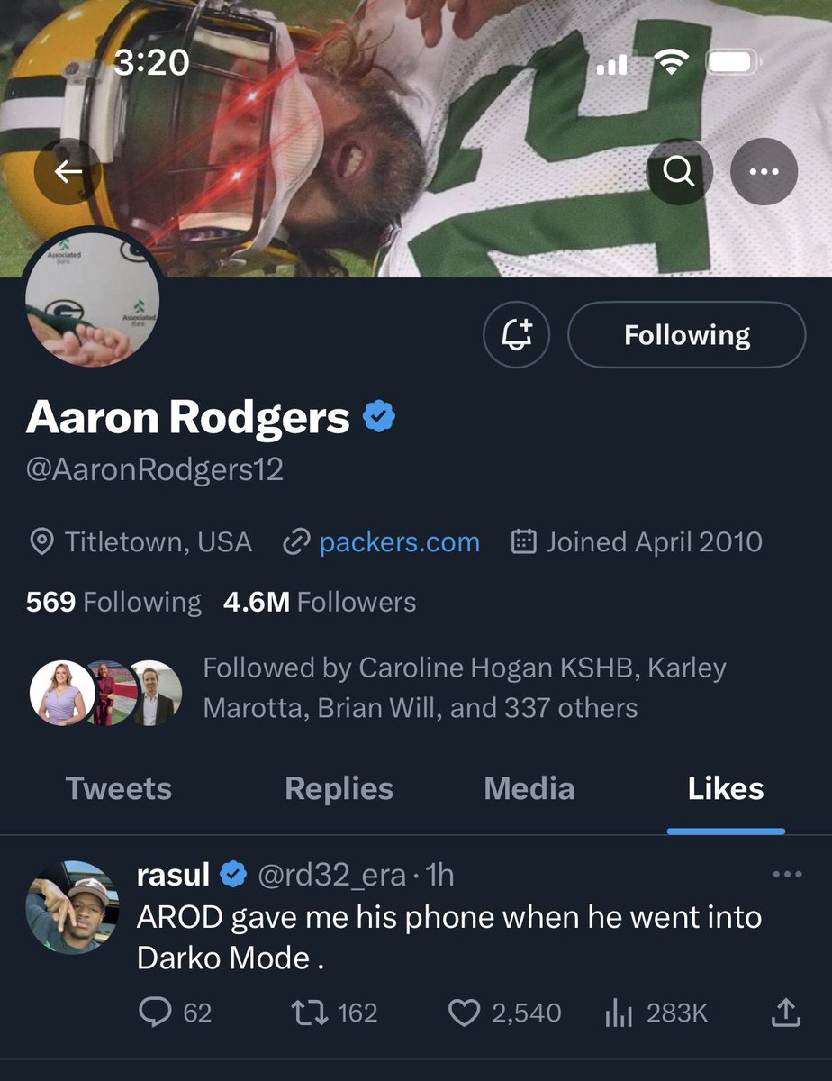 Adriana Torres on Twitter: "Aaron Rodgers out here liking Rasul Douglas’ trolling tweet."