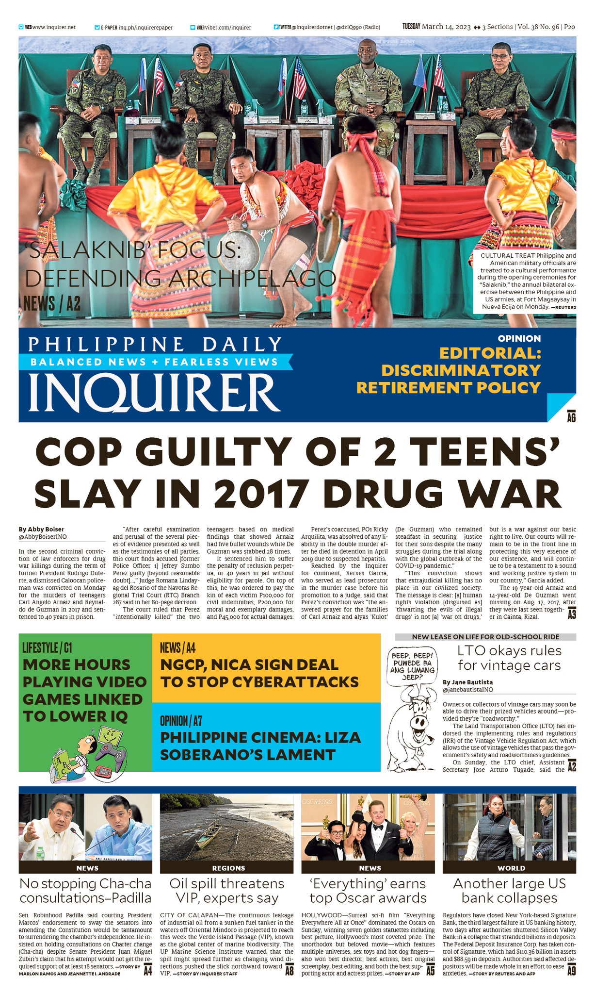 Inquirer on Twitter: "Today's Inquirer front page (March 14, 2023). More at https://t.co ...