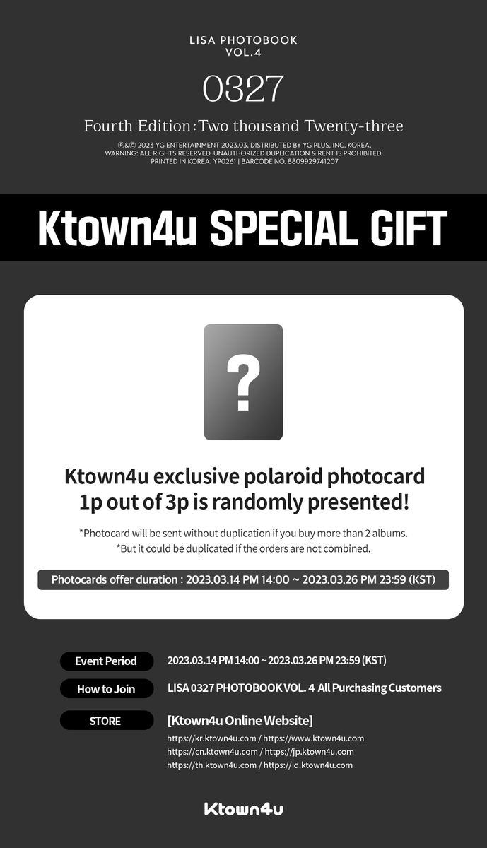 Ktown4u_Thailand on Twitter: "#Ktown4u TH X @lilieshome_ 🖤#LISA - LISA 0327 PHOTOBOOK VOL. 4 🎁 ...