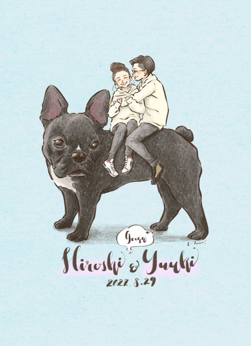 noco create on Twitter: "普段フリーでデザイナーしながら、ペットの似顔絵を描いてます！（最近ウェルカムボード率高め） インスタ https://instagram ...